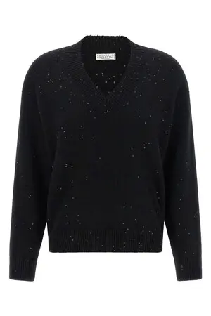 Brunello Cucinelli Diamante Sequined Cashmere And Silk Sweater