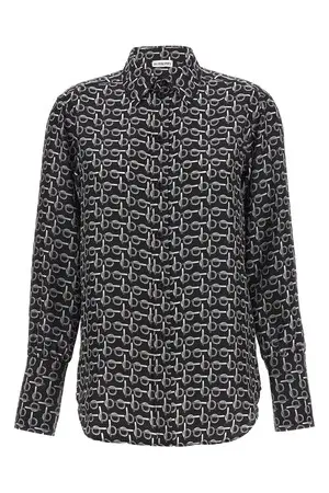 Burberry Silk Monogram Print Shirt - Black