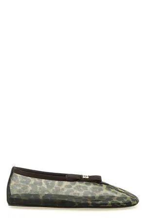GANNI Jenny Leopard-print Mesh Ballerina Flats - Brown