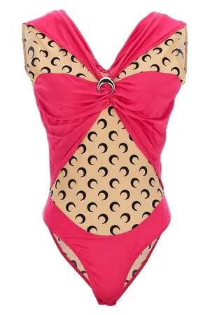 MARINE SERRE Patchwork Logo Suit - Fuchsia