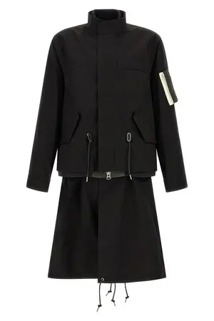 Sacai Nylon Twill X Rip Stop Coat - Black