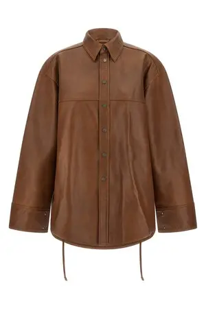 HAIKURE Victoria Leather Overshirt - Brown