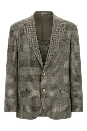 Brunello Cucinelli Prince Of Wales Blazer - Green