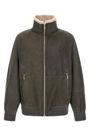 Brunello Cucinelli Leather Jacket - Gray