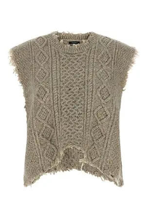 R13 Boyfriend Cable Vest - Gray