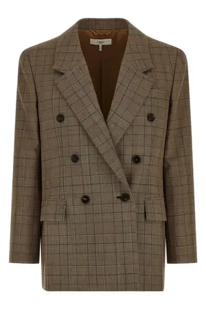 Chloé Checked Double-breasted Tailored Blazer