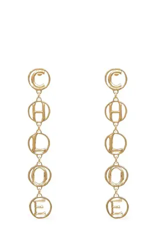 Chloé Script Pendant Earrings - Gold