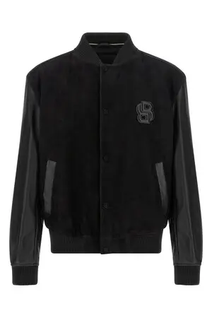 Hugo Boss Leather Bomber Jacket - Black