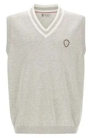 Brunello Cucinelli Heraldic Logo Vest - Gray