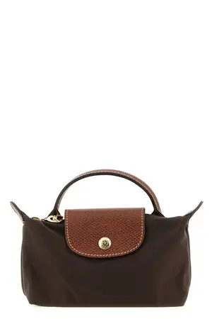 Longchamp Clutch Bag With 'le Pliage Original' Handle - Brown