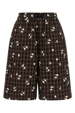 GANNI Check Flower' Bermuda Shorts - Brown
