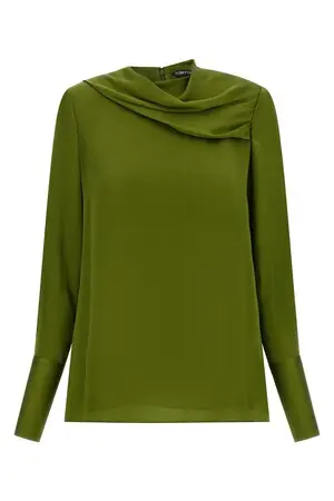 TOM FORD Silk Georgette Draped Blouse - Green