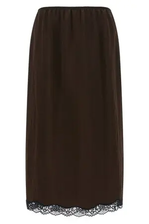 TWIN-SET Satin Froissé And Lace Skirt