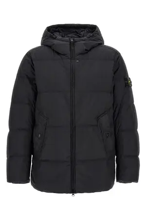 Stone Island Ruffled Effect Down Jacket - Blue