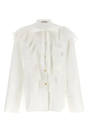 Alberta Ferretti Pleated Ruffle Shirt - White