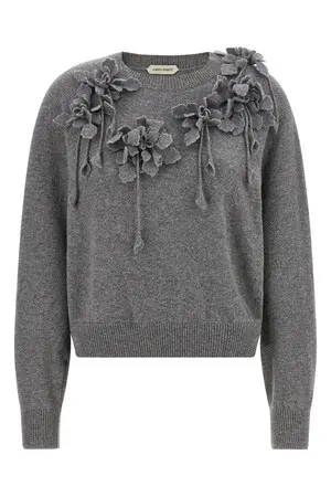 Alberta Ferretti Embroidered Flower Sweater - Gray