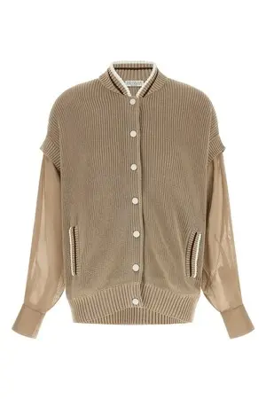Brunello Cucinelli Organza Sleeve Cardigan