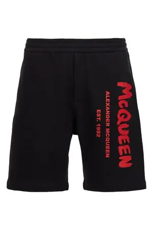 Alexander McQueen Graffiti Bermuda Shorts - Black