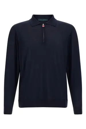 Kiton Wool Polo Shirt 14 Microns - Blue
