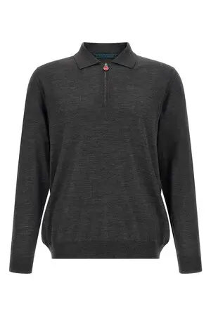 Kiton Wool Polo Shirt 14 Microns - Gray