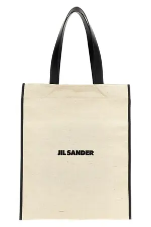 JIL SANDER Medium 'flat' Shopping Bag - White/black