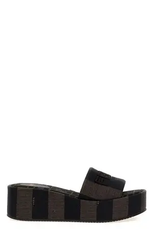 Fendi Sunshine Fabric Platform Sandals - Brown