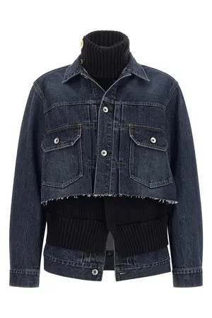 Sacai Hybrid Denim And Wool Knit Jacket