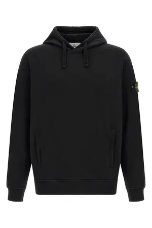 Stone Island Badge Hoodie - Black