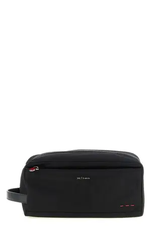 Kiton Metallic Logo Toiletry Bag - Black