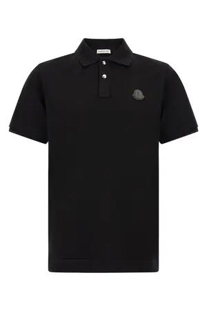 Moncler Leather Logo Patch Polo Shirt