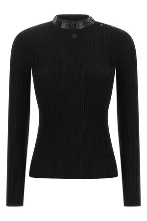 COURREGES Vinyl Collar Sweater - Black