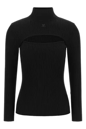 COURREGES Cut-out Ribbed Sweater - Black