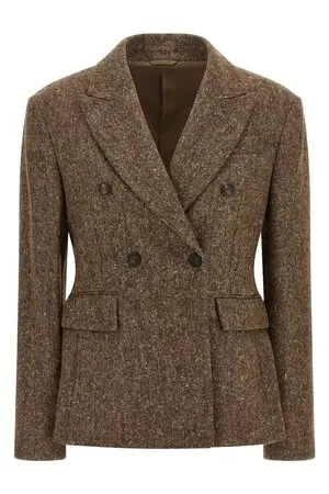 Brunello Cucinelli Donegal Wool Double-breasted Blazer