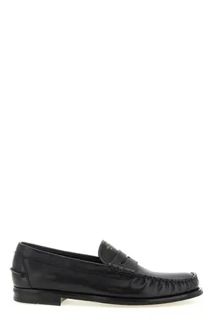 Prada Antiqued Leather Loafers - Black