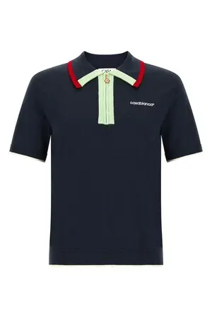 Casablanca Knit Polo Shirt With Zip - Blue