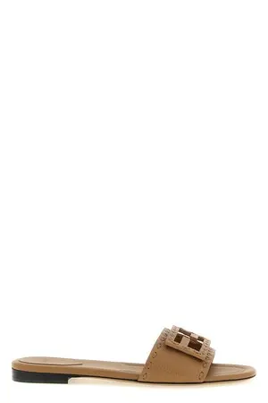Fendi Baguette Slide Sandals - Beige