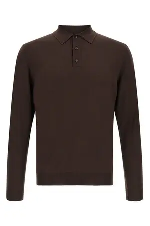 ZANONE Long Sleeve Polo Shirt - Brown