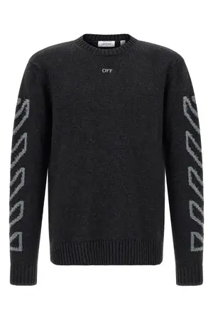Off-White Diag Arrow Fuzzy' Sweater With Intarsia - Gray