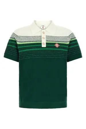 Casablanca Bouclé Stripes' Polo Shirt - Green