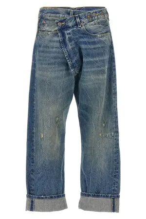 R13 Cross Over Cotton Denim Jeans