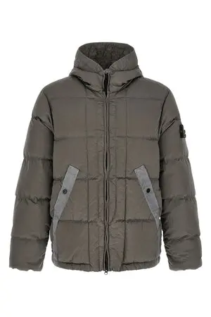 Stone Island Crumpled Effect Down Jacket - Gray