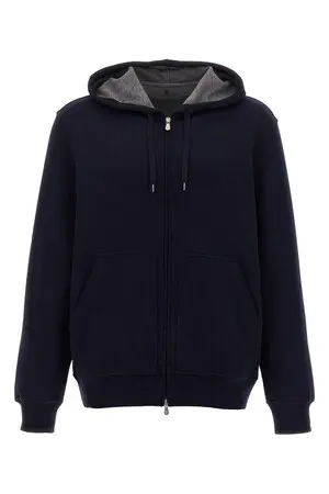 Brunello Cucinelli Cotton Blend Hooded Jacket - Blue