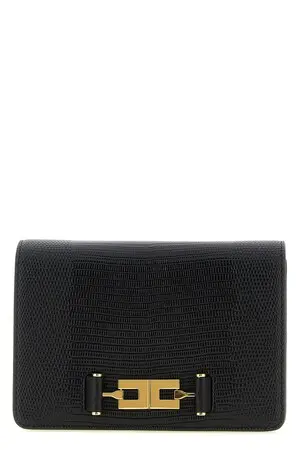 Elisabetta Franchi Lizard Print Crossbody Bag - Black