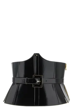 Elisabetta Franchi Leather Corset Belt - Black