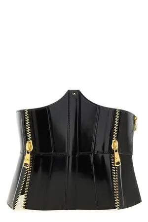 Elisabetta Franchi Leather Corset Belt - Black
