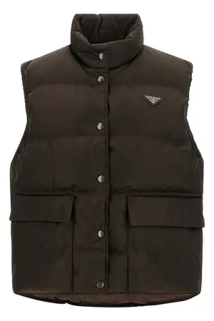 Prada Re-nylon Padded Vest - Brown