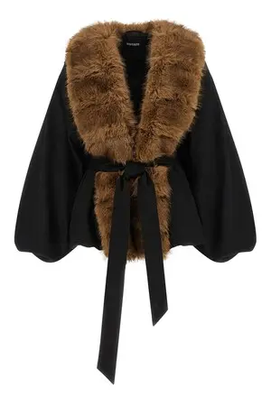 ROTATE BY BIRGER CHRISTENSEN Faux Fur Collar Jacket - Black