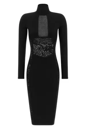 Elisabetta Franchi Knitted And Lace Midi Dress