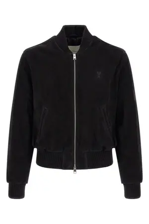 AMI Paris De Coeur Leather Jacket
