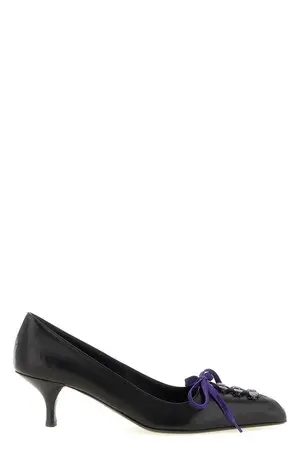 Prada Leather Pumps With Laces - Black